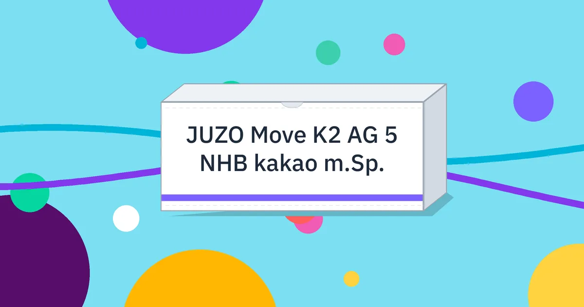 Symbolbild: Packung mit der Aufschrift JUZO Move K2 AG 5 NHB kakao m.Sp. (PZN 18555508) – Verfügbarkeit und Bezug in Apotheken in Frankfurt am Main