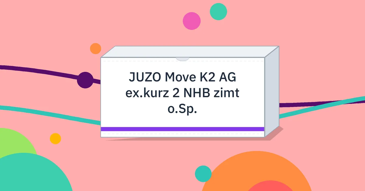 Symbolbild: Packung mit der Aufschrift JUZO Move K2 AG ex.kurz 2 NHB zimt o.Sp. (PZN 18533607) – Verfügbarkeit und Bezug in Apotheken in Frankfurt am Main