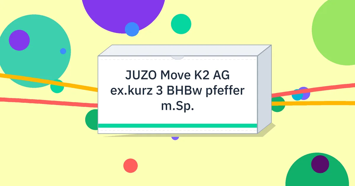 Symbolbild: Packung mit der Aufschrift JUZO Move K2 AG ex.kurz 3 BHBw pfeffer m.Sp. (PZN 16645704) – Verfügbarkeit und Bezug in Apotheken in Frankfurt am Main