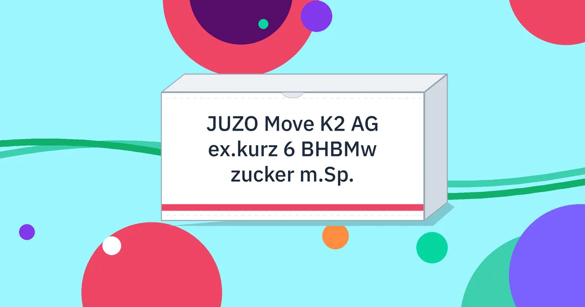 Symbolbild: Packung mit der Aufschrift JUZO Move K2 AG ex.kurz 6 BHBMw zucker m.Sp. (PZN 18532720) – Verfügbarkeit und Bezug in Apotheken in Frankfurt am Main