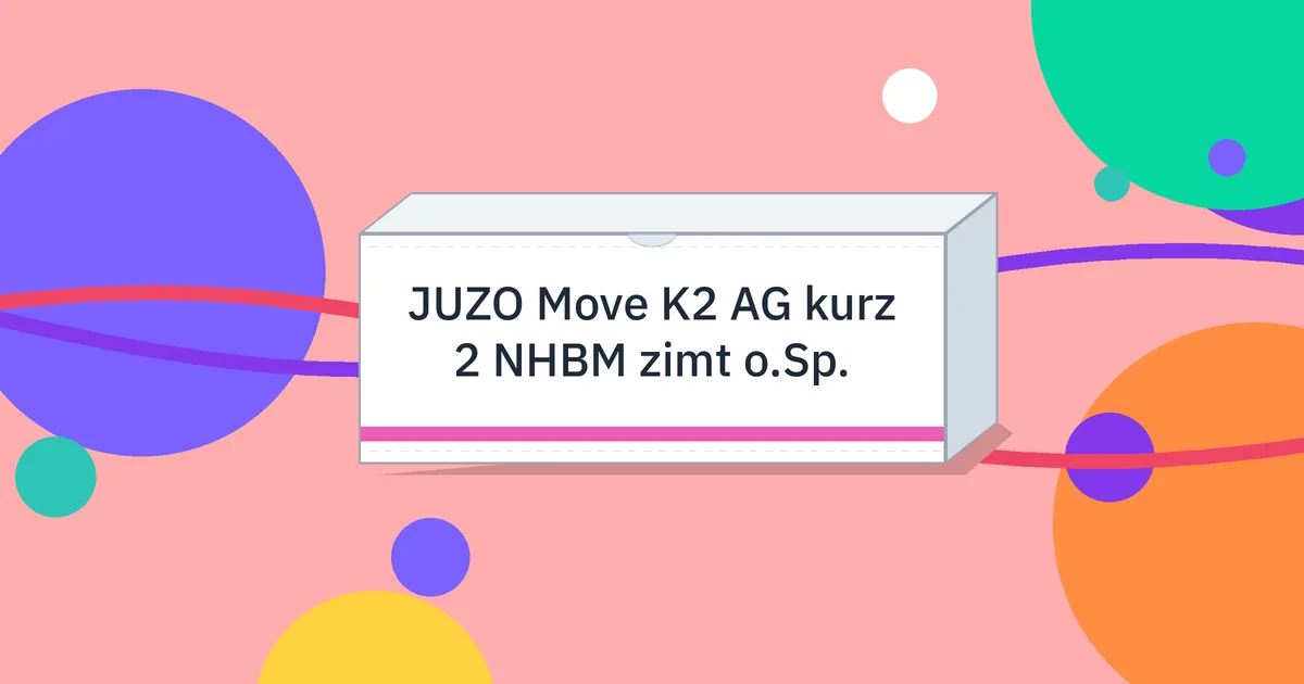 Symbolbild: Packung mit der Aufschrift JUZO Move K2 AG kurz 2 NHBM zimt o.Sp. (PZN 18529221) – Verfügbarkeit und Bezug in Apotheken in Frankfurt am Main