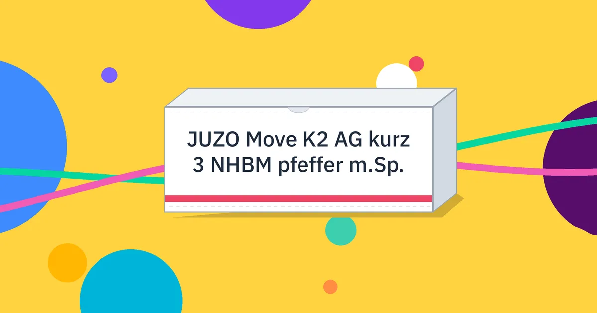 Symbolbild: Packung mit der Aufschrift JUZO Move K2 AG kurz 3 NHBM pfeffer m.Sp. (PZN 16642433) – Verfügbarkeit und Bezug in Apotheken in Frankfurt am Main