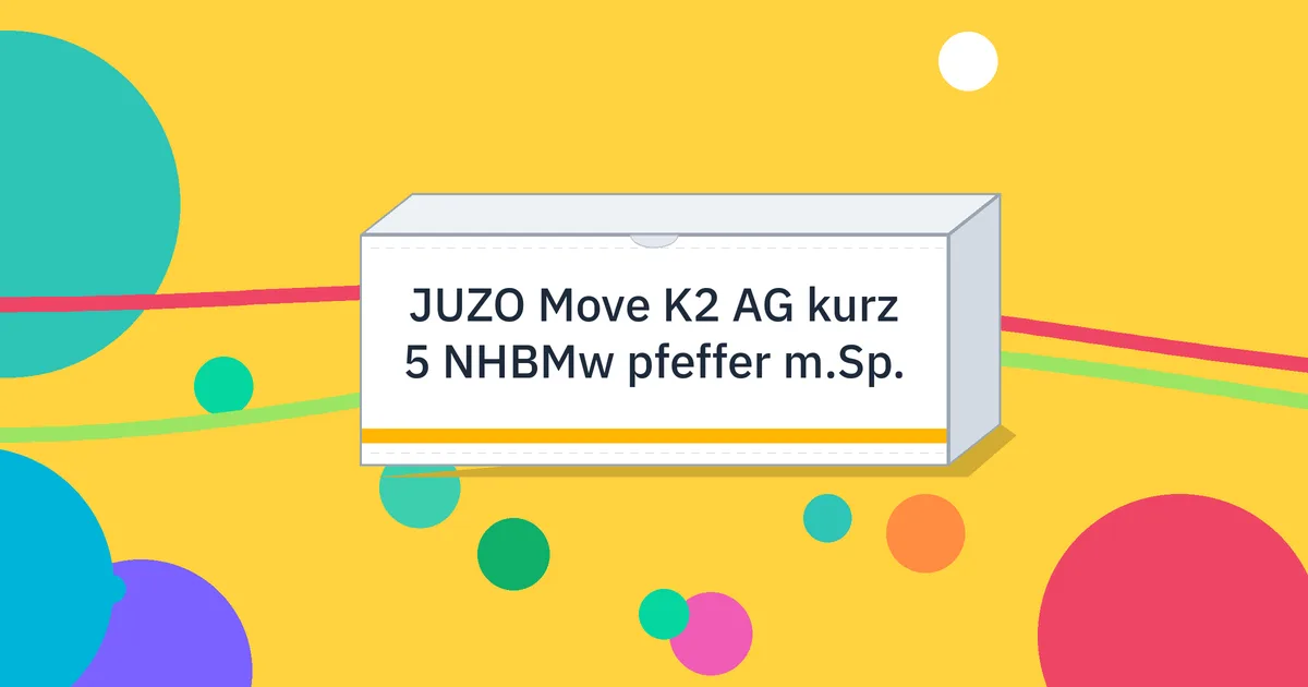 Symbolbild: Packung mit der Aufschrift JUZO Move K2 AG kurz 5 NHBMw pfeffer m.Sp. (PZN 16644225) – Verfügbarkeit und Bezug in Apotheken in Frankfurt am Main