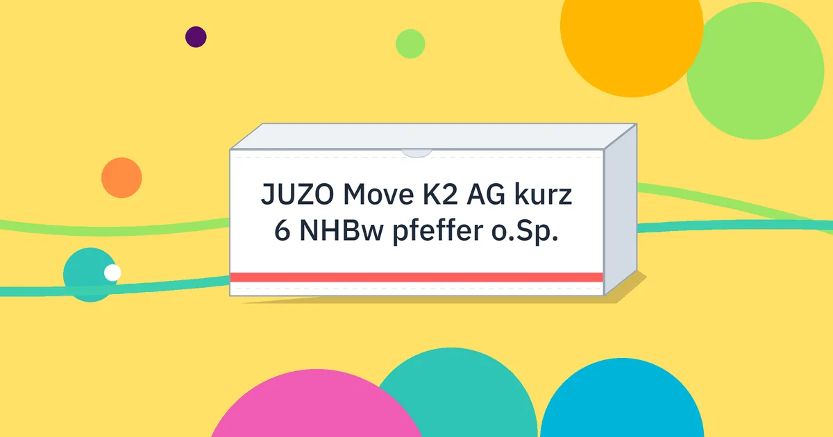 Symbolbild: Packung mit der Aufschrift JUZO Move K2 AG kurz 6 NHBw pfeffer o.Sp. (PZN 16641014) – Verfügbarkeit und Bezug in Apotheken in Frankfurt am Main
