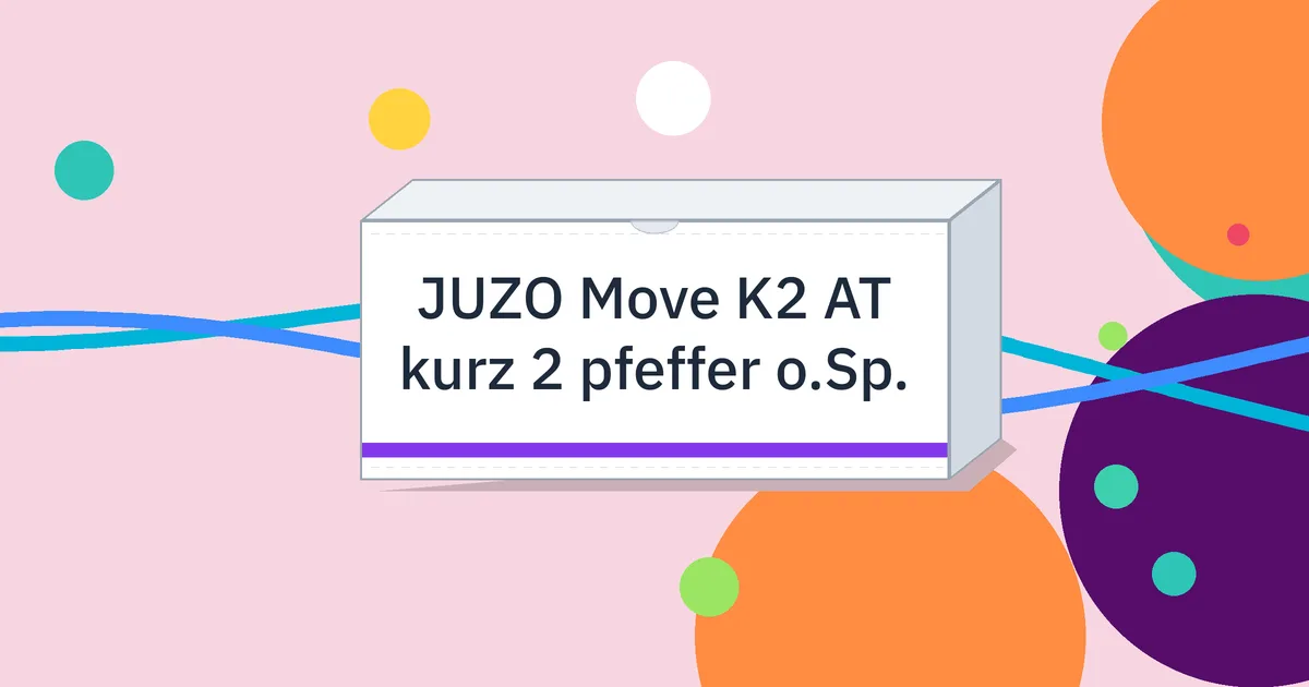 Symbolbild: Packung mit der Aufschrift JUZO Move K2 AT kurz 2 pfeffer o.Sp. (PZN 20675214) – Verfügbarkeit und Bezug in Apotheken in Frankfurt am Main