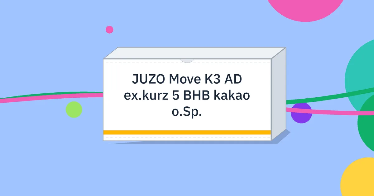 Symbolbild: Packung mit der Aufschrift JUZO Move K3 AD ex.kurz 5 BHB kakao o.Sp. (PZN 18574405) – Verfügbarkeit und Bezug in Apotheken in Frankfurt am Main