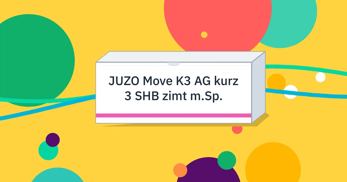 Symbolbild: Packung mit der Aufschrift JUZO Move K3 AG kurz 3 SHB zimt m.Sp. (PZN 18579331) – Verfügbarkeit und Bezug in Apotheken in Frankfurt am Main