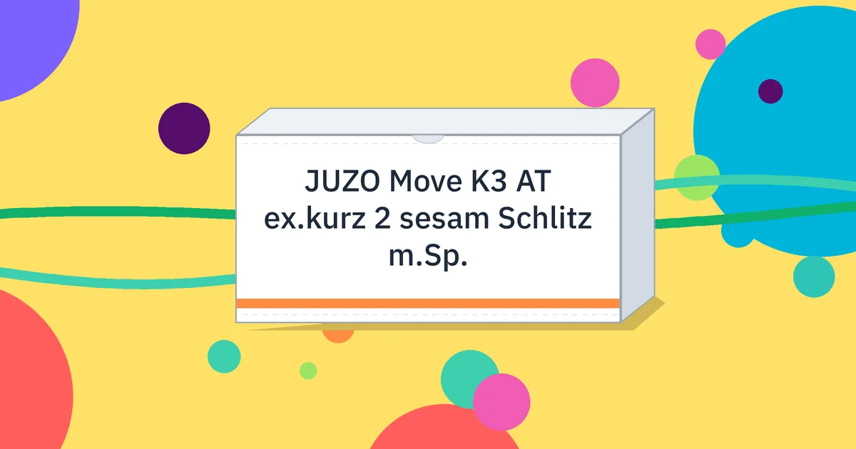 Symbolbild: Packung mit der Aufschrift JUZO Move K3 AT ex.kurz 2 sesam Schlitz m.Sp. (PZN 20681031) – Verfügbarkeit und Bezug in Apotheken in Frankfurt am Main
