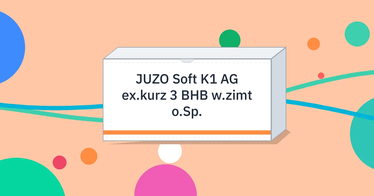 Symbolbild: Packung mit der Aufschrift JUZO Soft K1 AG ex.kurz 3 BHB w.zimt o.Sp. (PZN 14839982) – Verfügbarkeit und Bezug in Apotheken in Frankfurt am Main