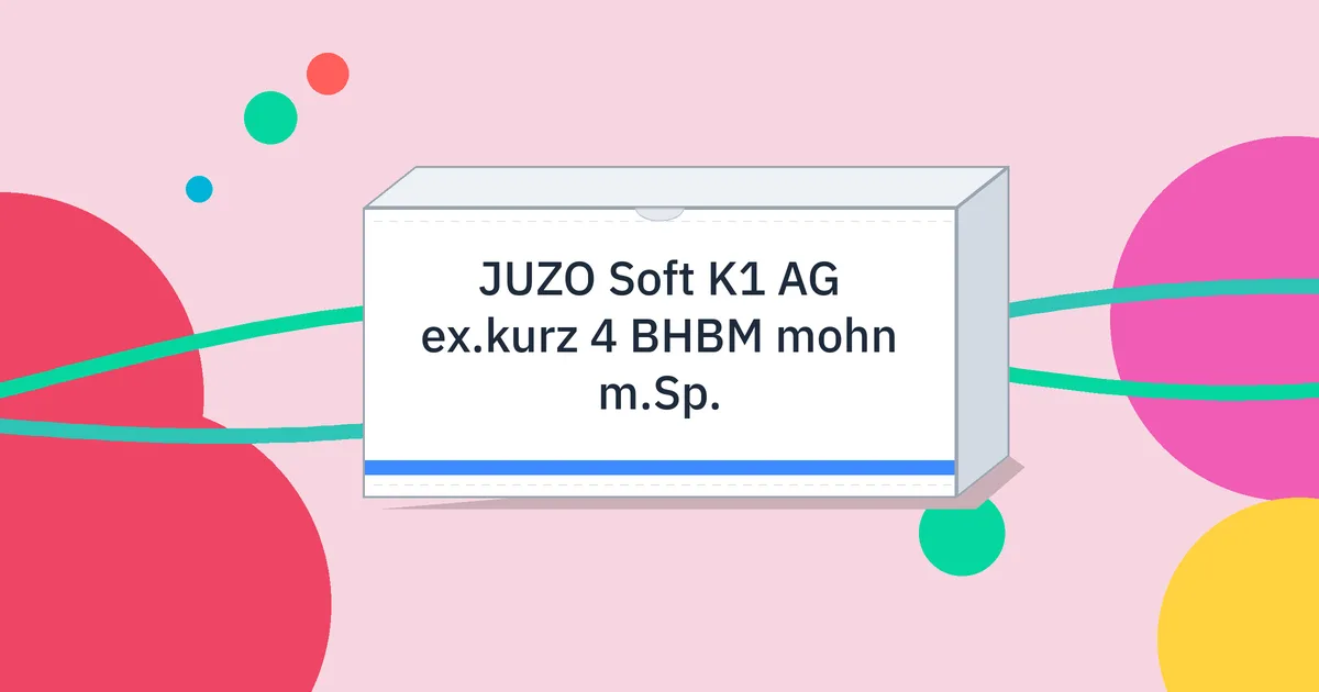 Symbolbild: Packung mit der Aufschrift JUZO Soft K1 AG ex.kurz 4 BHBM mohn m.Sp. (PZN 14856590) – Verfügbarkeit und Bezug in Apotheken in Frankfurt am Main