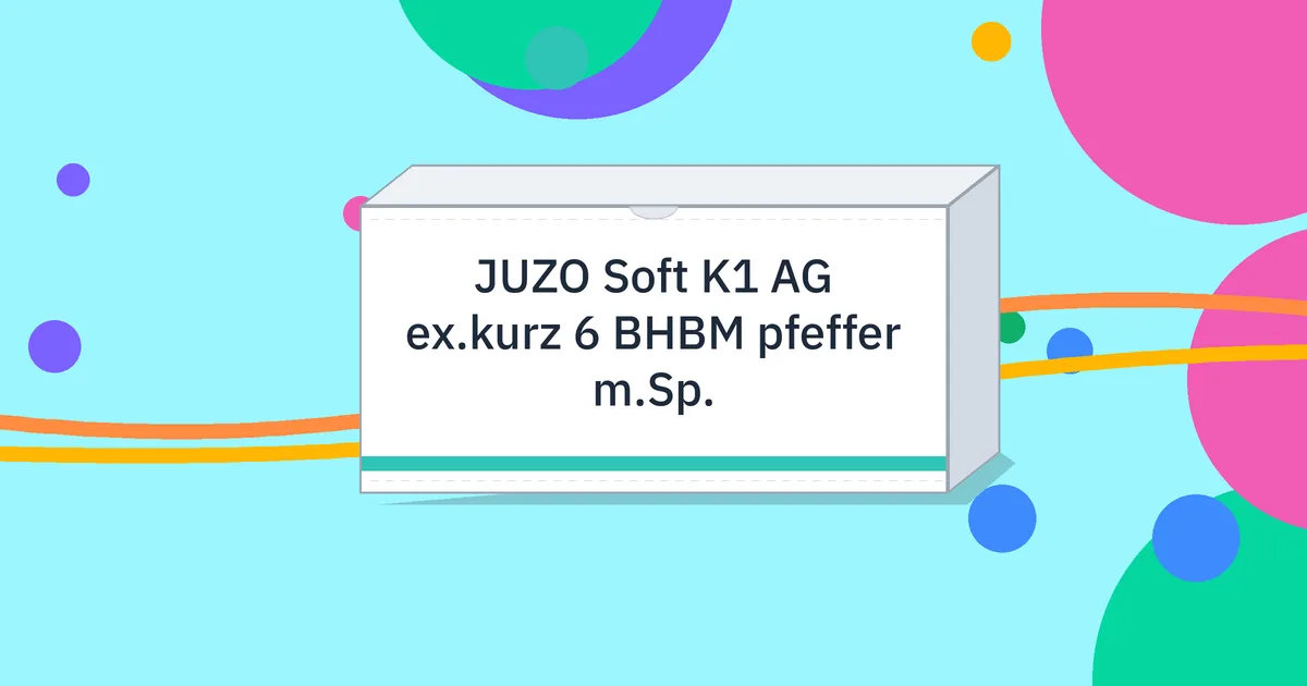 Symbolbild: Packung mit der Aufschrift JUZO Soft K1 AG ex.kurz 6 BHBM pfeffer m.Sp. (PZN 14856153) – Verfügbarkeit und Bezug in Apotheken in Frankfurt am Main