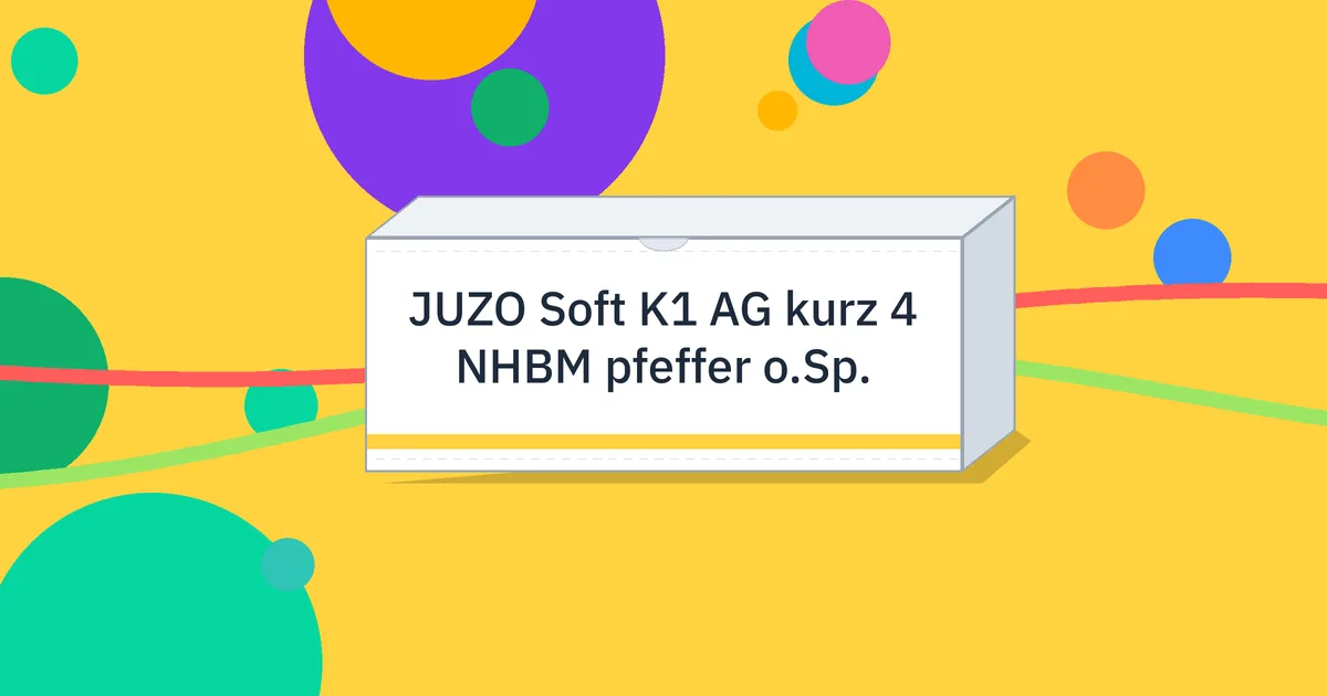 Symbolbild: Packung mit der Aufschrift JUZO Soft K1 AG kurz 4 NHBM pfeffer o.Sp. (PZN 14996517) – Verfügbarkeit und Bezug in Apotheken in Frankfurt am Main