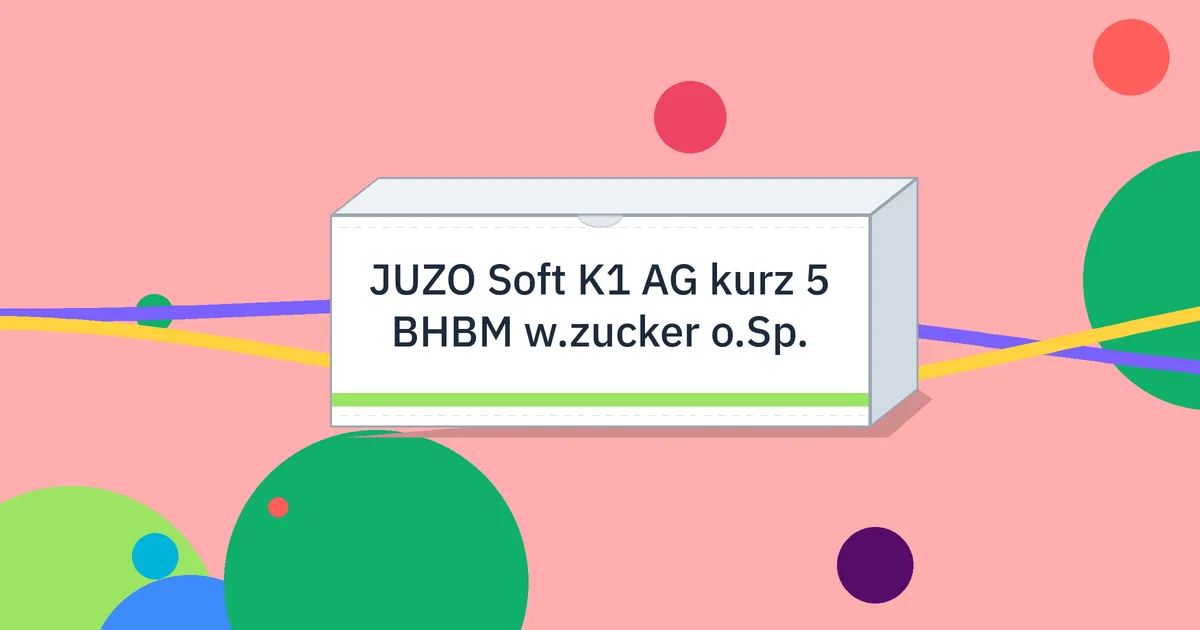 Symbolbild: Packung mit der Aufschrift JUZO Soft K1 AG kurz 5 BHBM w.zucker o.Sp. (PZN 14865293) – Verfügbarkeit und Bezug in Apotheken in Frankfurt am Main