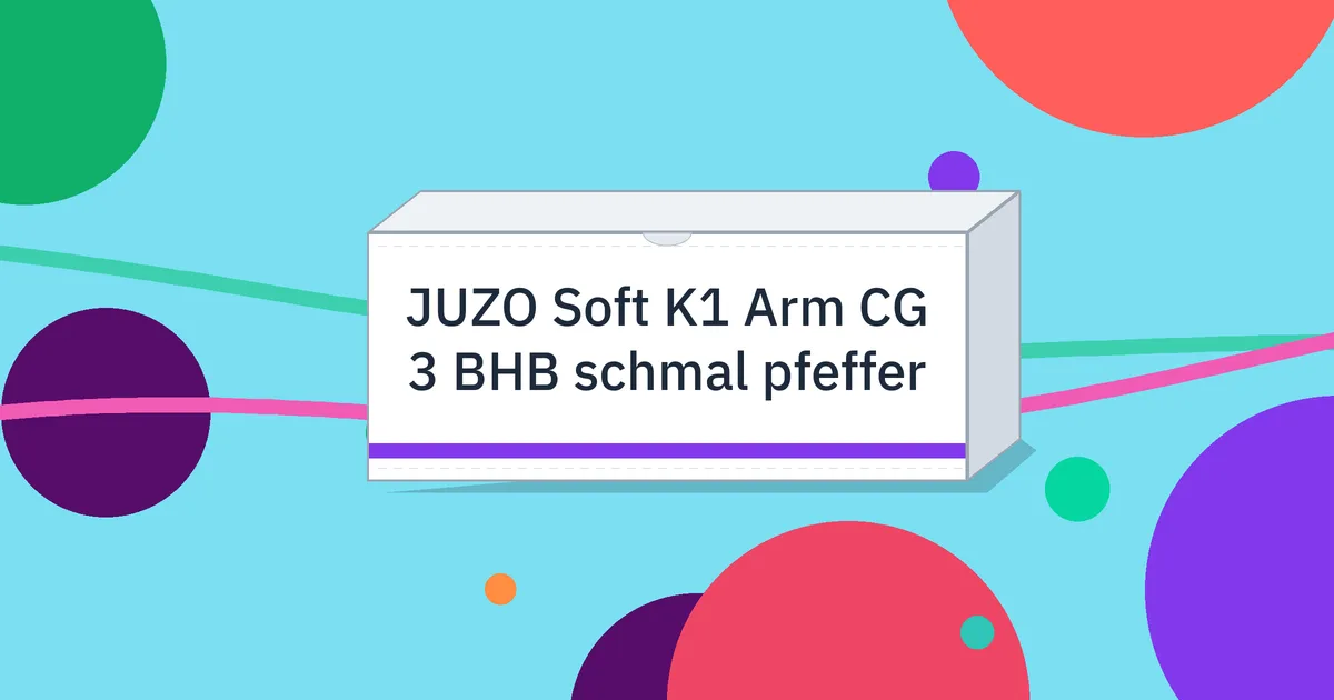 Symbolbild: Packung mit der Aufschrift JUZO Soft K1 Arm CG 3 BHB schmal pfeffer (PZN 15507489) – Verfügbarkeit und Bezug in Apotheken in Frankfurt am Main
