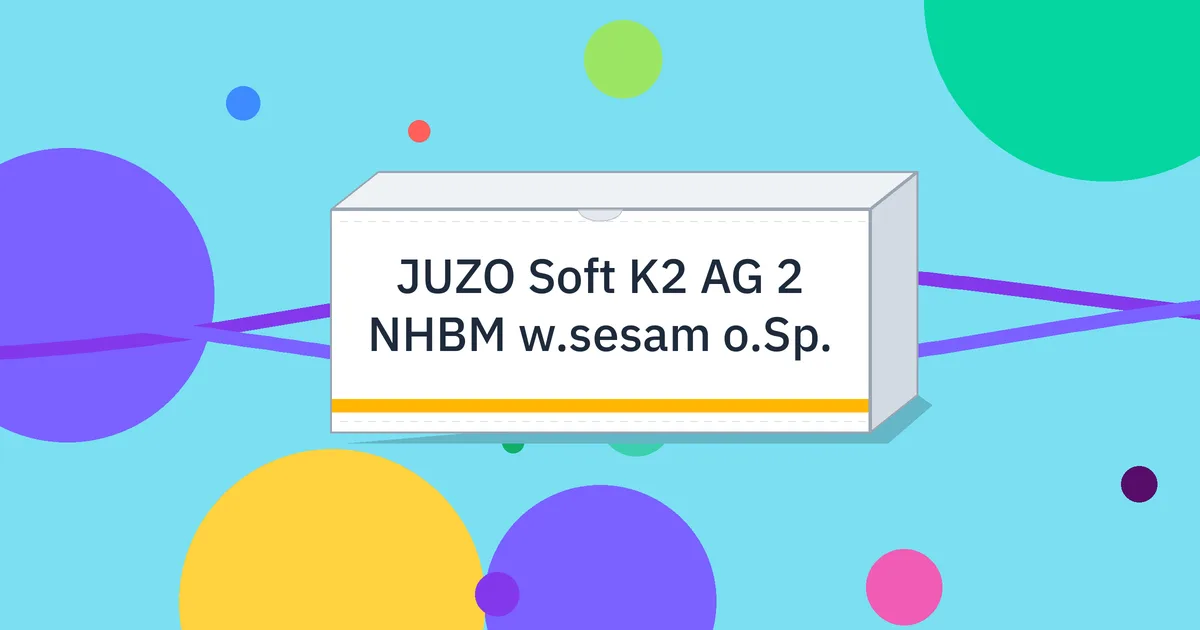 Symbolbild: Packung mit der Aufschrift JUZO Soft K2 AG 2 NHBM w.sesam o.Sp. (PZN 15001198) – Verfügbarkeit und Bezug in Apotheken in Frankfurt am Main