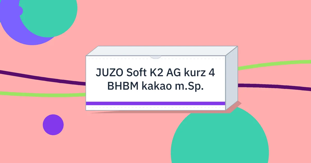 Symbolbild: Packung mit der Aufschrift JUZO Soft K2 AG kurz 4 BHBM kakao m.Sp. (PZN 14859944) – Verfügbarkeit und Bezug in Apotheken in Frankfurt am Main
