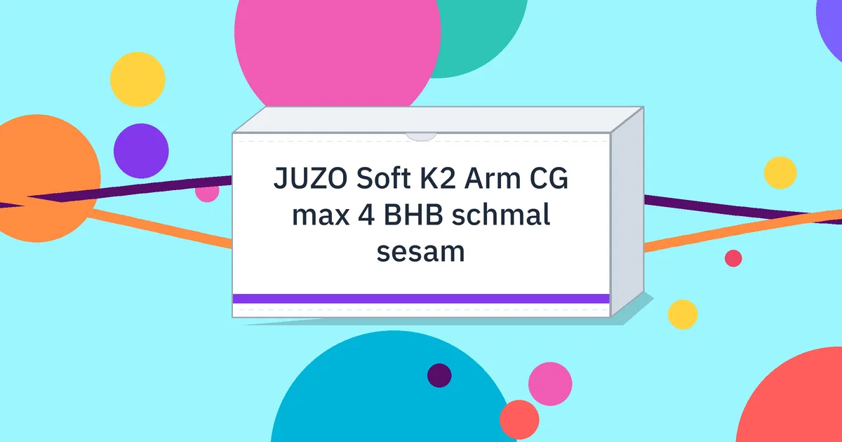 Symbolbild: Packung mit der Aufschrift JUZO Soft K2 Arm CG max 4 BHB schmal sesam (PZN 15513248) – Verfügbarkeit und Bezug in Apotheken in Frankfurt am Main