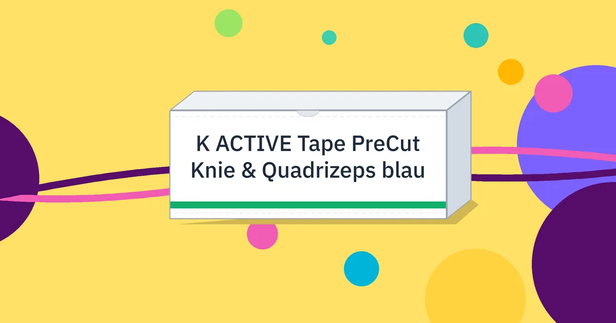 Symbolbild: Packung mit der Aufschrift K ACTIVE Tape PreCut Knie & Quadrizeps blau (PZN 06936599) – Verfügbarkeit und Bezug in Apotheken in Frankfurt am Main