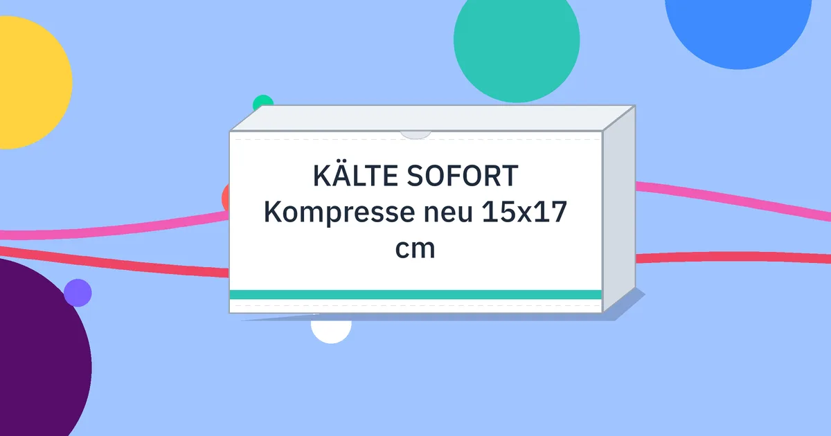 Symbolbild: Packung mit der Aufschrift KÄLTE SOFORT Kompresse neu 15x17 cm (PZN 20190557) – Verfügbarkeit und Bezug in Apotheken in Frankfurt am Main
