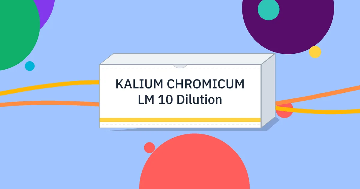 Symbolbild: Packung mit der Aufschrift KALIUM CHROMICUM LM 10 Dilution (PZN 12919180) – Verfügbarkeit und Bezug in Apotheken in Frankfurt am Main