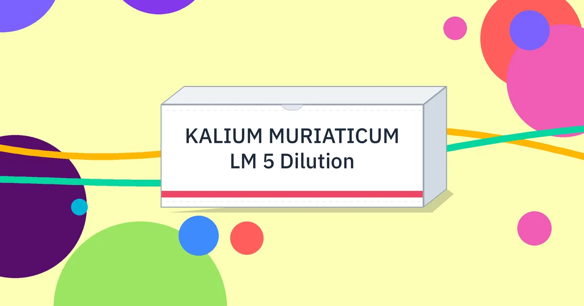 Symbolbild: Packung mit der Aufschrift KALIUM MURIATICUM LM 5 Dilution (PZN 12922785) – Verfügbarkeit und Bezug in Apotheken in Frankfurt am Main