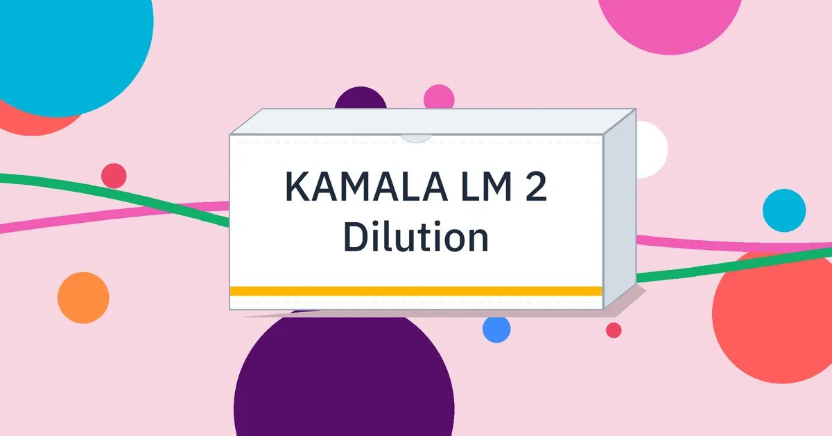Symbolbild: Packung mit der Aufschrift KAMALA LM 2 Dilution (PZN 13517928) – Verfügbarkeit und Bezug in Apotheken in Frankfurt am Main