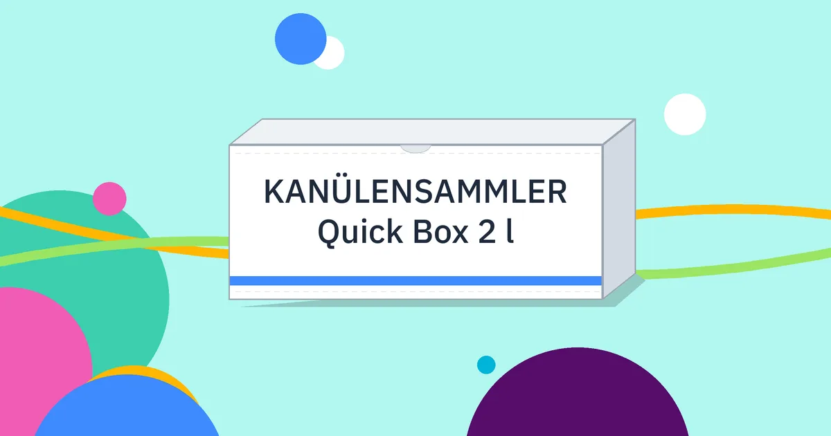 Symbolbild: Packung mit der Aufschrift KANÜLENSAMMLER Quick Box 2 l (PZN 09291660) – Verfügbarkeit und Bezug in Apotheken in Frankfurt am Main