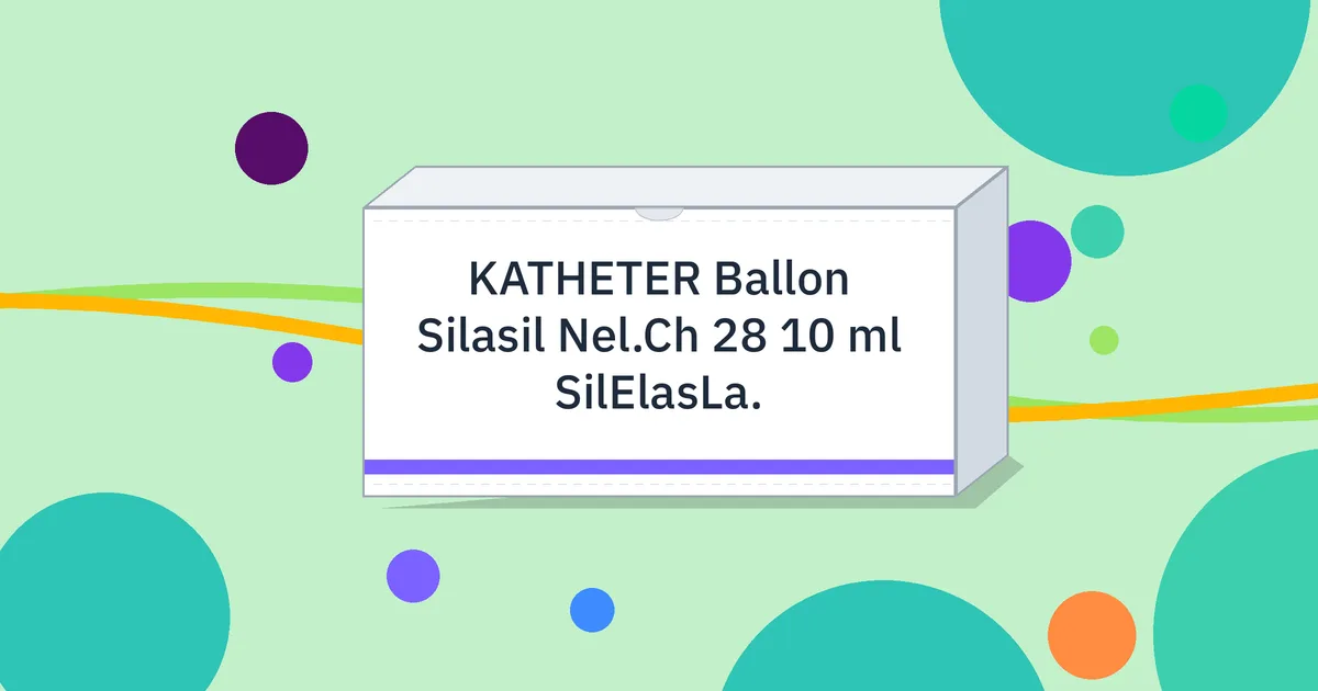 Symbolbild: Packung mit der Aufschrift KATHETER Ballon Silasil Nel.Ch 28 10 ml SilElasLa. (PZN 04903489) – Verfügbarkeit und Bezug in Apotheken in Frankfurt am Main