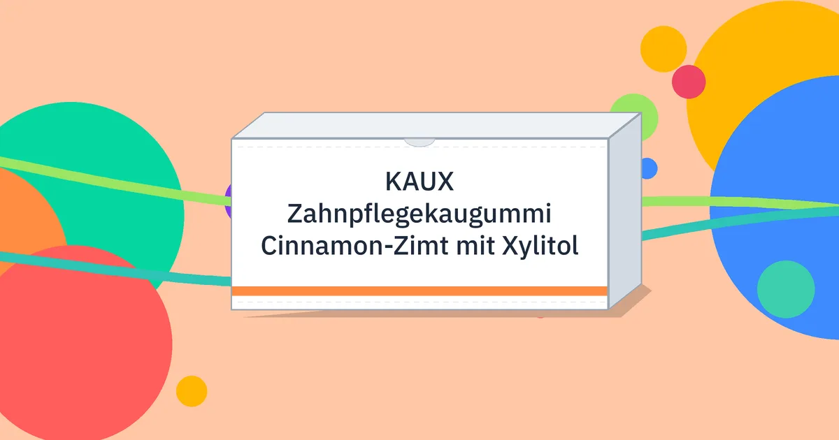 Symbolbild: Packung mit der Aufschrift KAUX Zahnpflegekaugummi Cinnamon-Zimt mit Xylitol (PZN 10260535) – Verfügbarkeit und Bezug in Apotheken in Frankfurt am Main