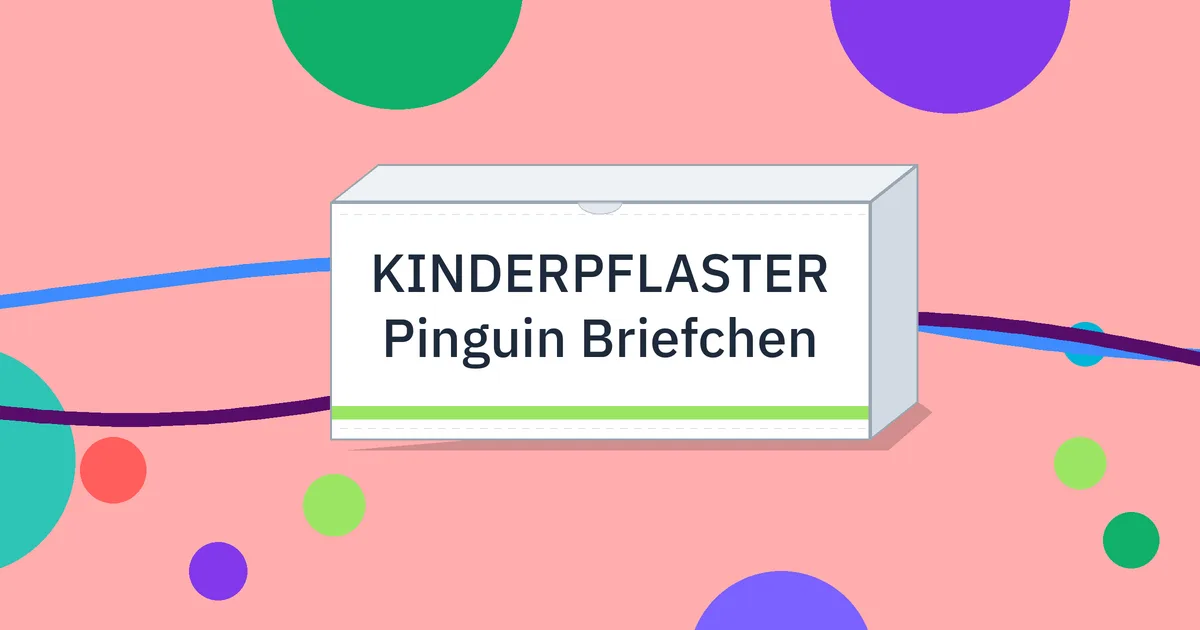 Symbolbild: Packung mit der Aufschrift KINDERPFLASTER Pinguin Briefchen (PZN 19405573) – Verfügbarkeit und Bezug in Apotheken in Frankfurt am Main