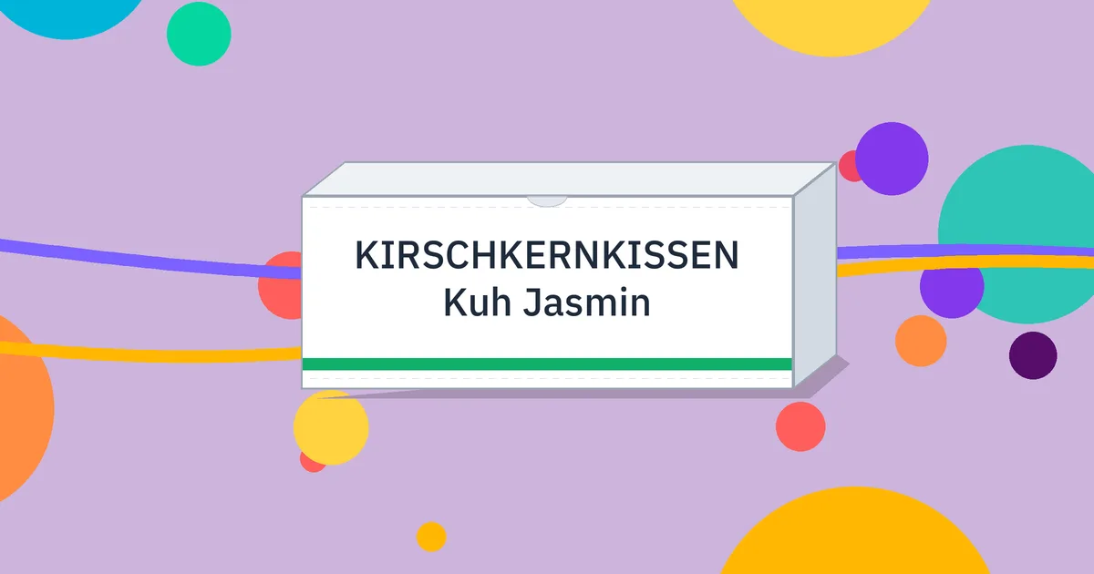Symbolbild: Packung mit der Aufschrift KIRSCHKERNKISSEN Kuh Jasmin (PZN 18829041) – Verfügbarkeit und Bezug in Apotheken in Frankfurt am Main