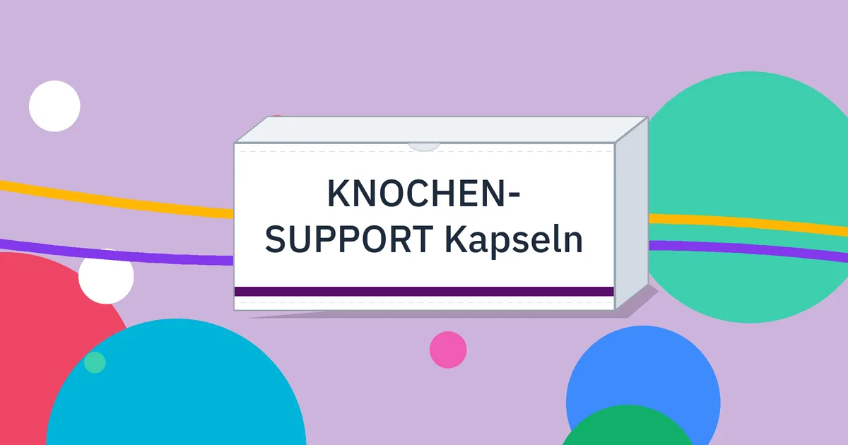Symbolbild: Packung mit der Aufschrift KNOCHEN-SUPPORT Kapseln (PZN 19662755) – Verfügbarkeit und Bezug in Apotheken in Frankfurt am Main