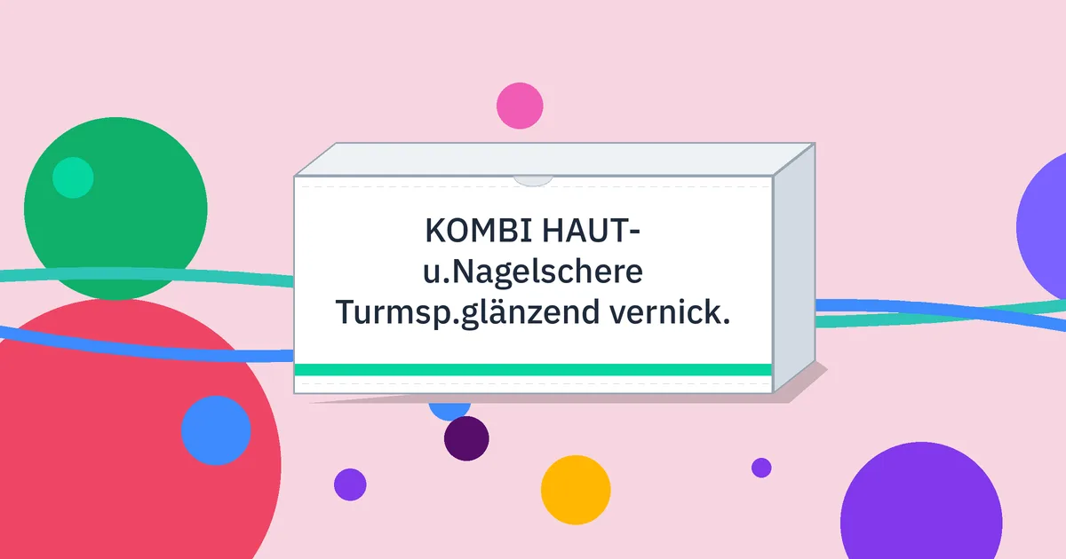 Symbolbild: Packung mit der Aufschrift KOMBI HAUT- u.Nagelschere Turmsp.glänzend vernick. (PZN 20624151) – Verfügbarkeit und Bezug in Apotheken in Frankfurt am Main