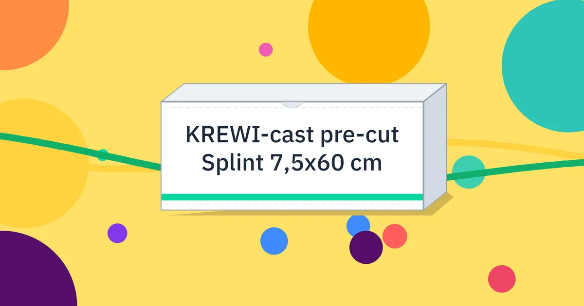 Symbolbild: Packung mit der Aufschrift KREWI-cast pre-cut Splint 7,5x60 cm (PZN 19792587) – Verfügbarkeit und Bezug in Apotheken in Frankfurt am Main