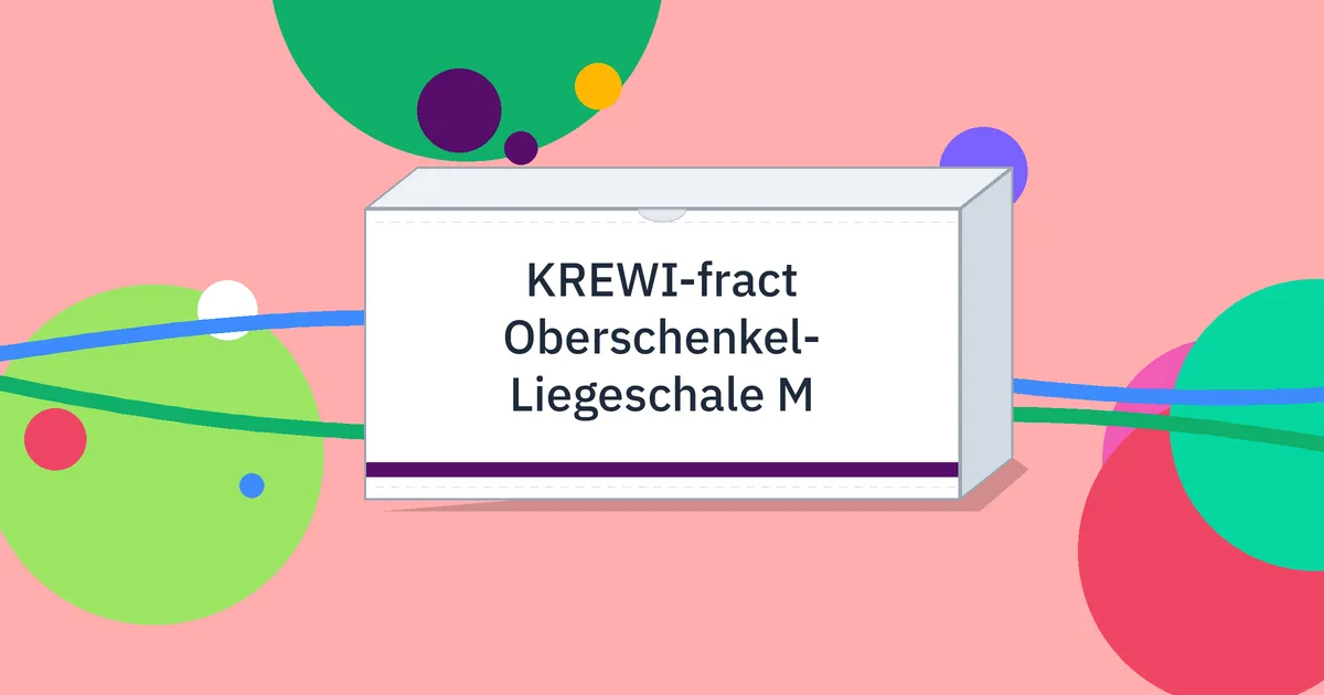 Symbolbild: Packung mit der Aufschrift KREWI-fract Oberschenkel-Liegeschale M (PZN 17300829) – Verfügbarkeit und Bezug in Apotheken in Frankfurt am Main