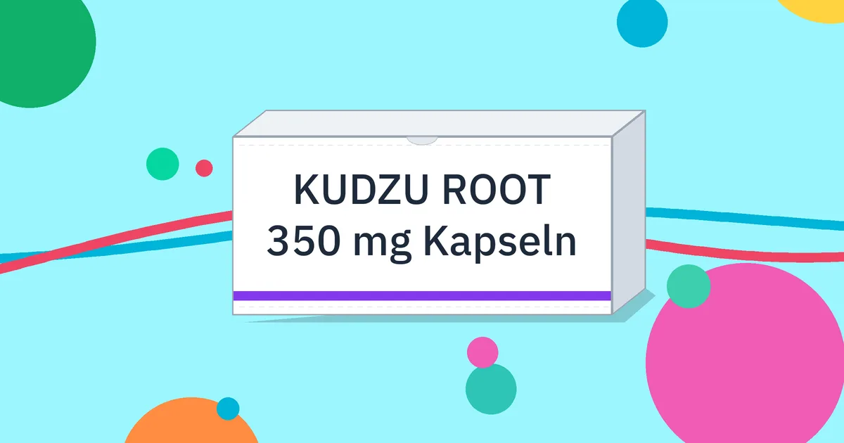 Symbolbild: Packung mit der Aufschrift KUDZU ROOT 350 mg Kapseln (PZN 17192920) – Verfügbarkeit und Bezug in Apotheken in Frankfurt am Main