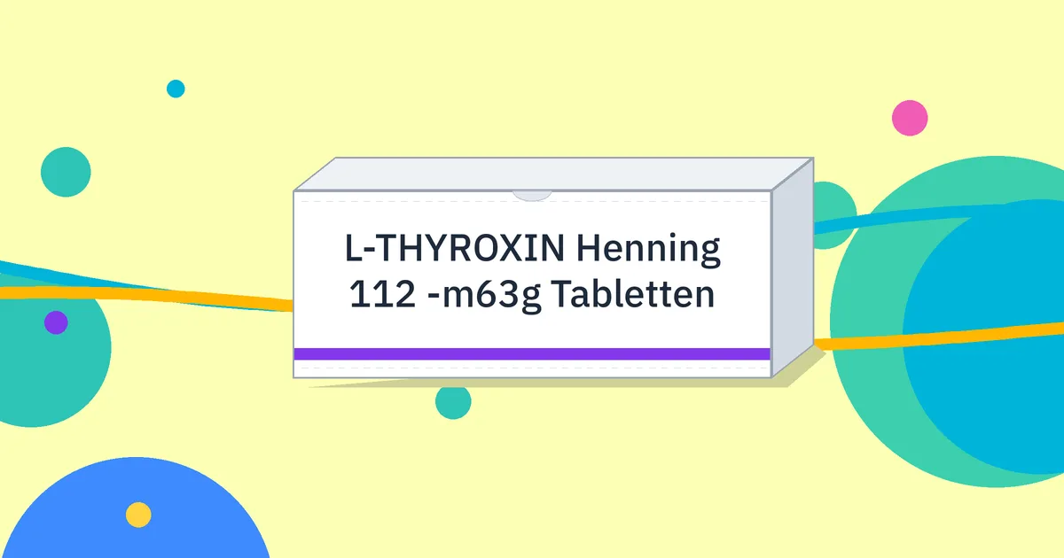 Symbolbild: Packung mit der Aufschrift L-THYROXIN Henning 112 -m63g Tabletten (PZN 16917522) – Verfügbarkeit und Bezug in Apotheken in Frankfurt am Main