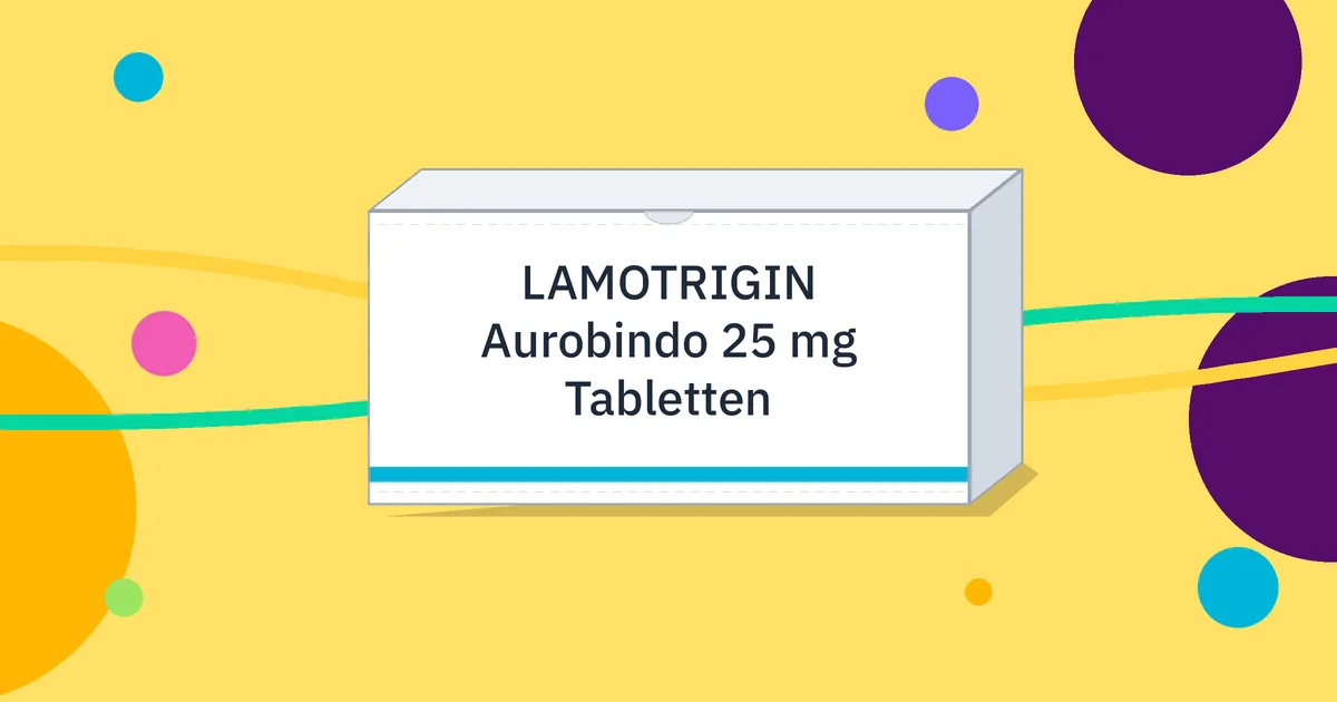 Symbolbild: Packung mit der Aufschrift LAMOTRIGIN Aurobindo 25 mg Tabletten (PZN 07712689) – Verfügbarkeit und Bezug in Apotheken in Frankfurt am Main