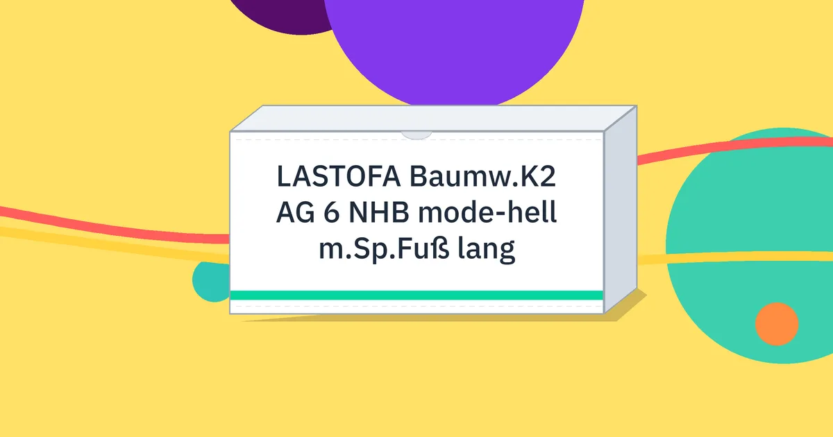 Symbolbild: Packung mit der Aufschrift LASTOFA Baumw.K2 AG 6 NHB mode-hell m.Sp.Fuß lang (PZN 01946446) – Verfügbarkeit und Bezug in Apotheken in Frankfurt am Main