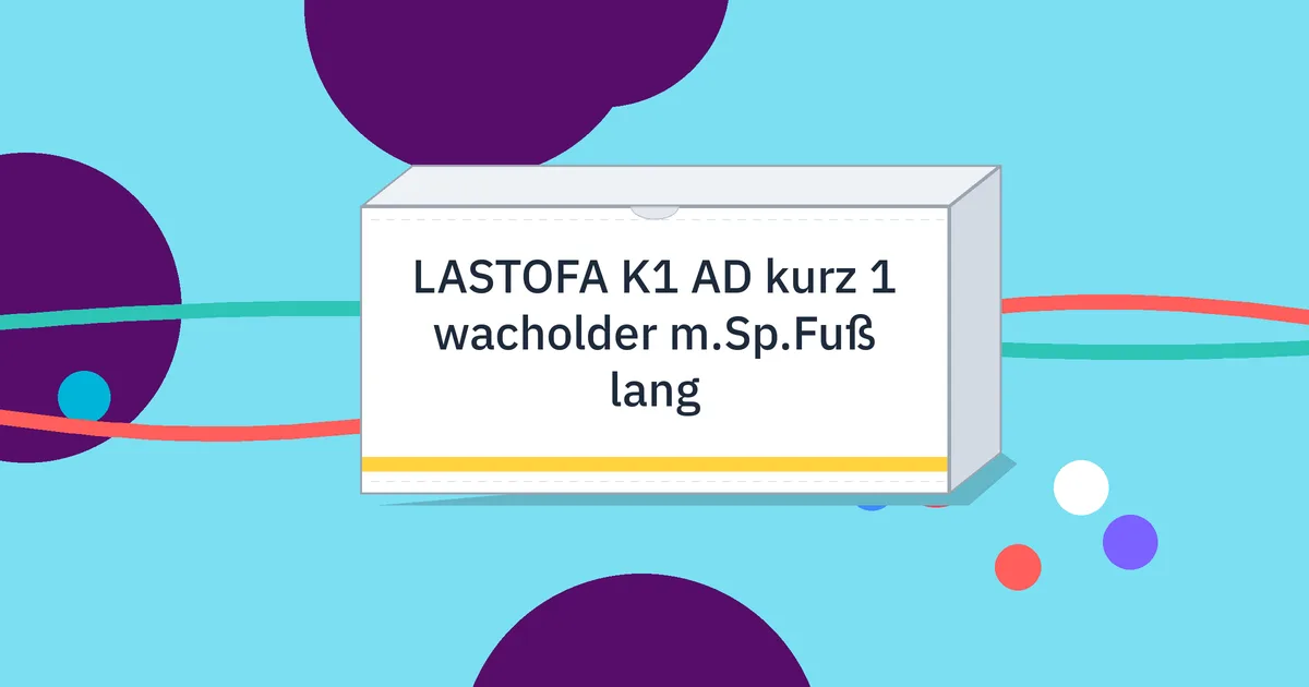 Symbolbild: Packung mit der Aufschrift LASTOFA K1 AD kurz 1 wacholder m.Sp.Fuß lang (PZN 13786338) – Verfügbarkeit und Bezug in Apotheken in Frankfurt am Main