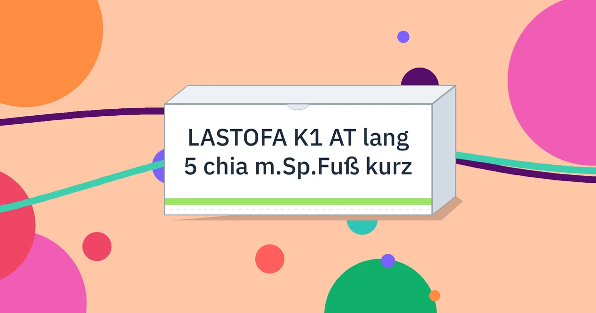 Symbolbild: Packung mit der Aufschrift LASTOFA K1 AT lang 5 chia m.Sp.Fuß kurz (PZN 13796437) – Verfügbarkeit und Bezug in Apotheken in Frankfurt am Main