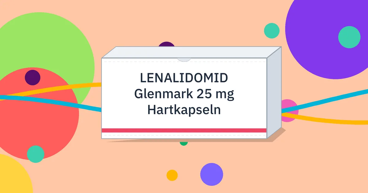 Symbolbild: Packung mit der Aufschrift LENALIDOMID Glenmark 25 mg Hartkapseln (PZN 17298015) – Verfügbarkeit und Bezug in Apotheken in Frankfurt am Main