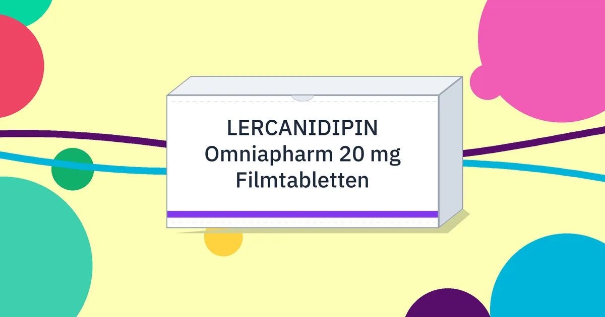 Symbolbild: Packung mit der Aufschrift LERCANIDIPIN Omniapharm 20 mg Filmtabletten (PZN 10042241) – Verfügbarkeit und Bezug in Apotheken in Frankfurt am Main