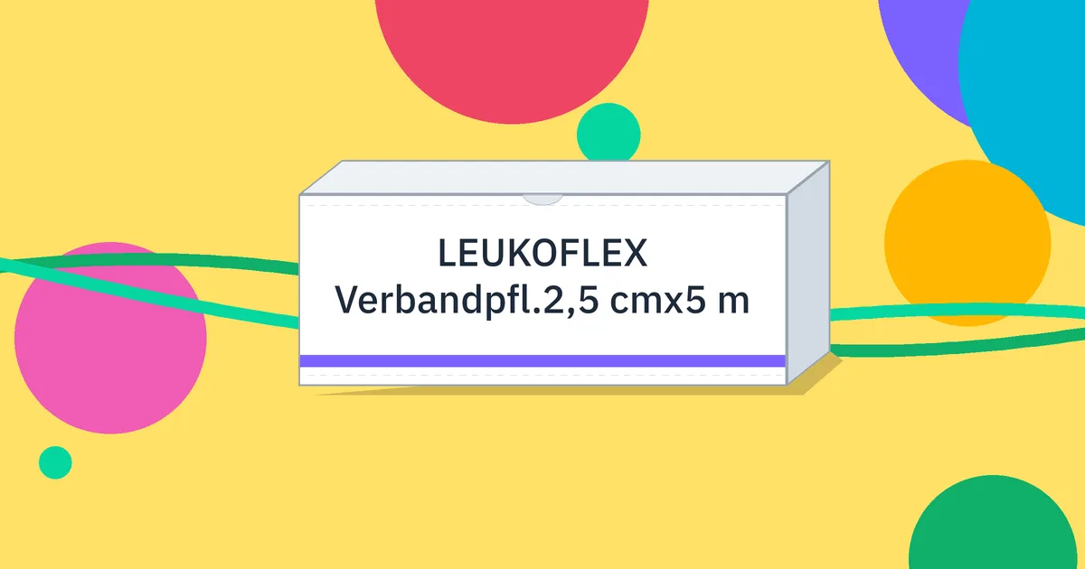 Symbolbild: Packung mit der Aufschrift LEUKOFLEX Verbandpfl.2,5 cmx5 m (PZN 00624953) – Verfügbarkeit und Bezug in Apotheken in Frankfurt am Main