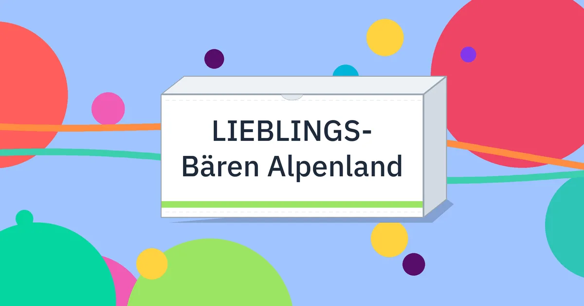 Symbolbild: Packung mit der Aufschrift LIEBLINGS-Bären Alpenland (PZN 11362290) – Verfügbarkeit und Bezug in Apotheken in Frankfurt am Main