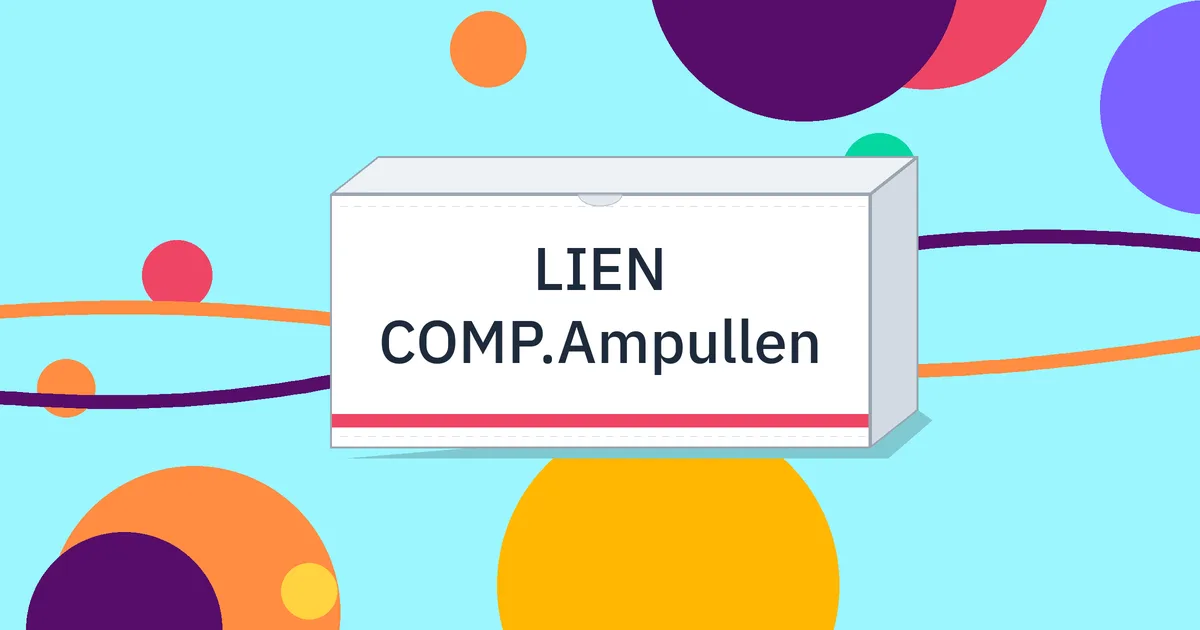 Symbolbild: Packung mit der Aufschrift LIEN COMP.Ampullen (PZN 02086075) – Verfügbarkeit und Bezug in Apotheken in Frankfurt am Main