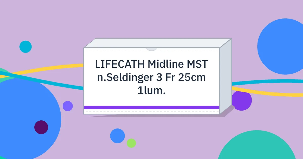 Symbolbild: Packung mit der Aufschrift LIFECATH Midline MST n.Seldinger 3 Fr 25cm 1lum. (PZN 15262970) – Verfügbarkeit und Bezug in Apotheken in Frankfurt am Main