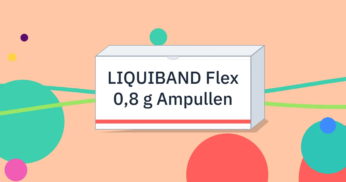 Symbolbild: Packung mit der Aufschrift LIQUIBAND Flex 0,8 g Ampullen (PZN 12409504) – Verfügbarkeit und Bezug in Apotheken in Frankfurt am Main