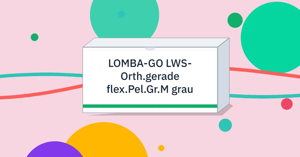 Symbolbild: Packung mit der Aufschrift LOMBA-GO LWS-Orth.gerade flex.Pel.Gr.M grau (PZN 10064343) – Verfügbarkeit und Bezug in Apotheken in Frankfurt am Main