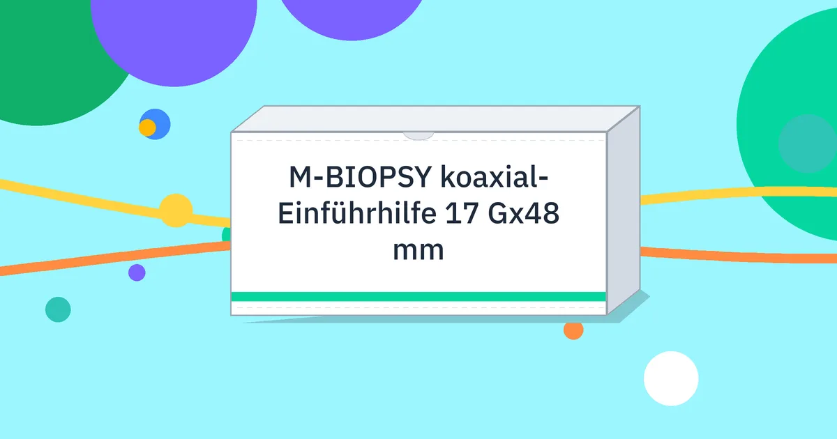 Symbolbild: Packung mit der Aufschrift M-BIOPSY koaxial-Einführhilfe 17 Gx48 mm (PZN 11285715) – Verfügbarkeit und Bezug in Apotheken in Frankfurt am Main